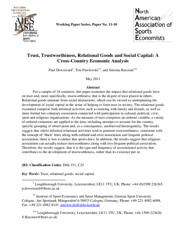 (PDF) Trust, trustworthiness, relational goods and social capital: a ...