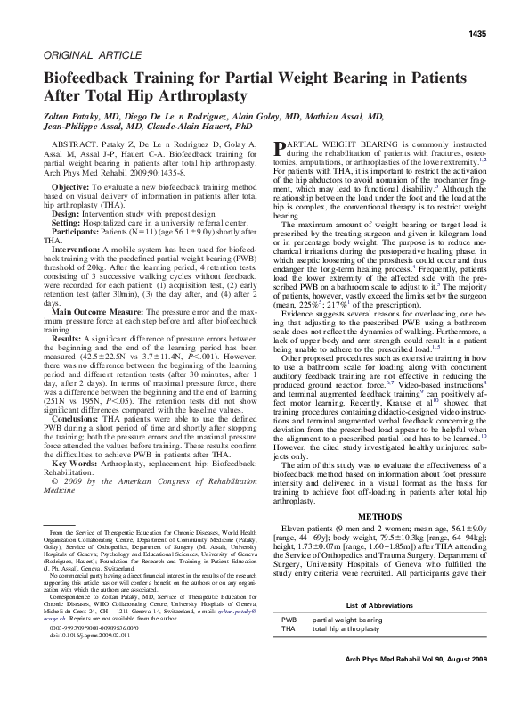 (PDF) Biofeedback Training for Partial Weight Bearing in Patients After ...