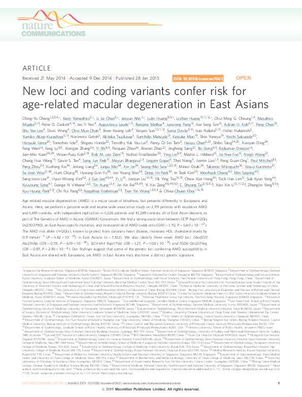 (PDF) Genetic Risk Factors for AMD in East Asians