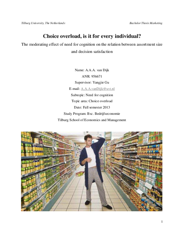 (PDF) Choice overload, is it for every individual? The moderating ...