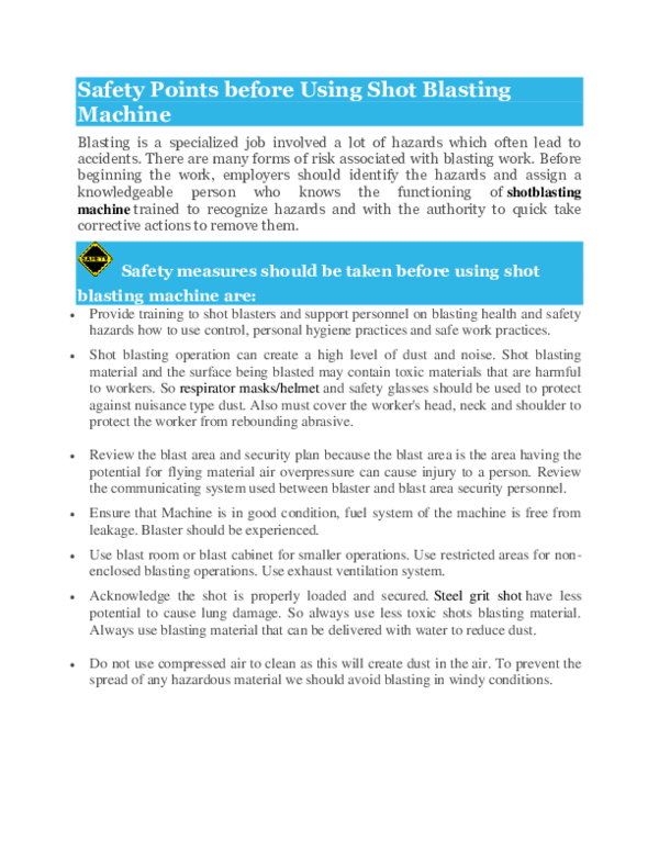 (PDF) Safety Points before Using Shot Blasting Machine