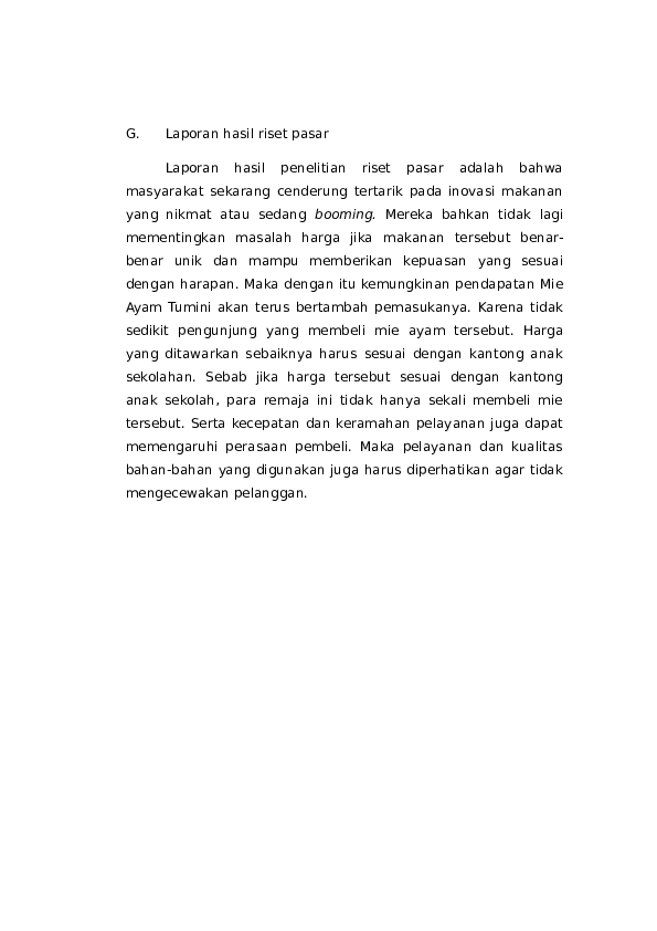 (DOC) Laporan riset pasar