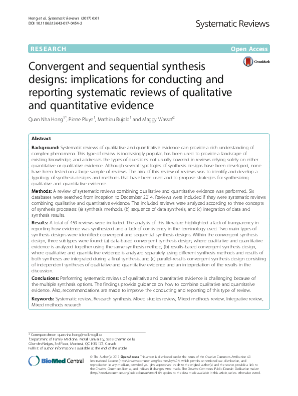 (PDF) Convergent and sequential synthesis designs: implications for ...