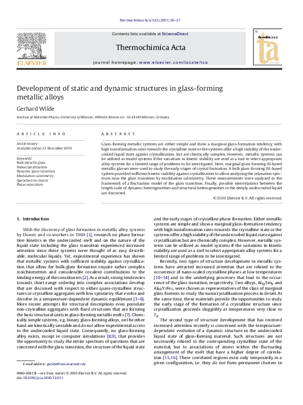(PDF) Development of static and dynamic structures in glass-forming ...