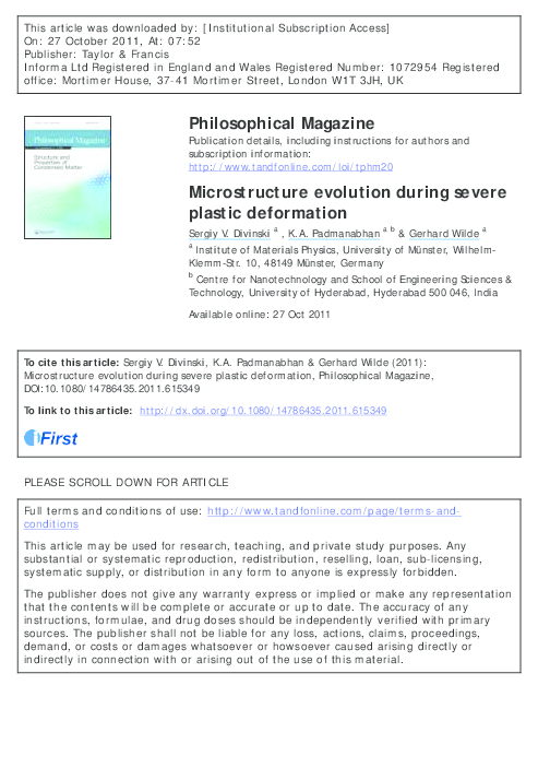 Pdf Microstructure Evolution During Severe Plastic Deformation Gerhard Wilde