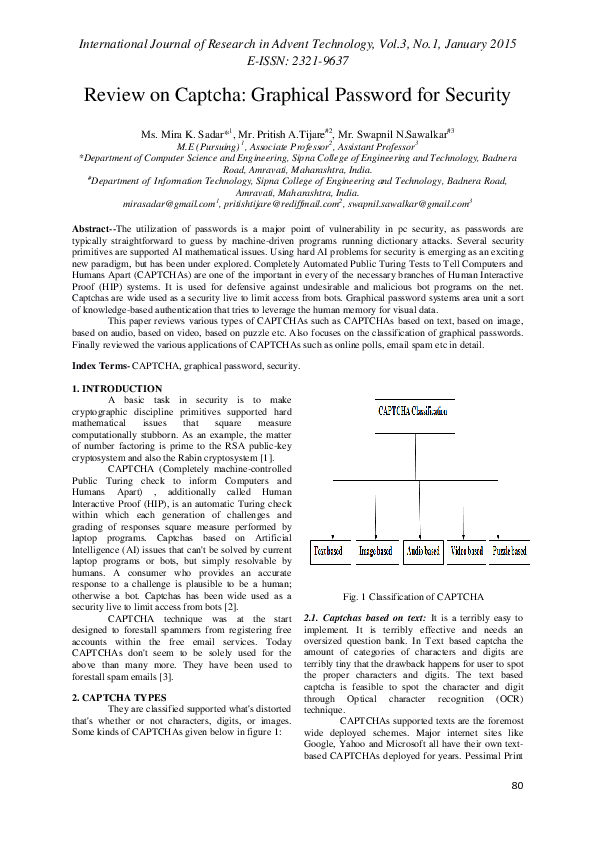 Pdf Review On Captcha Graphical Password For Security
