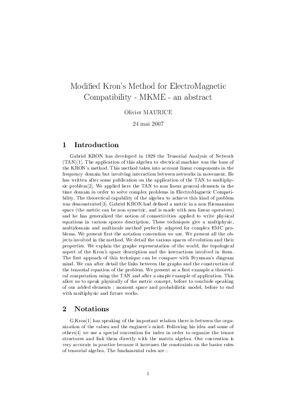(PDF) Modified Kron's Method for ElectroMagnetic Compatibility -MKME ...