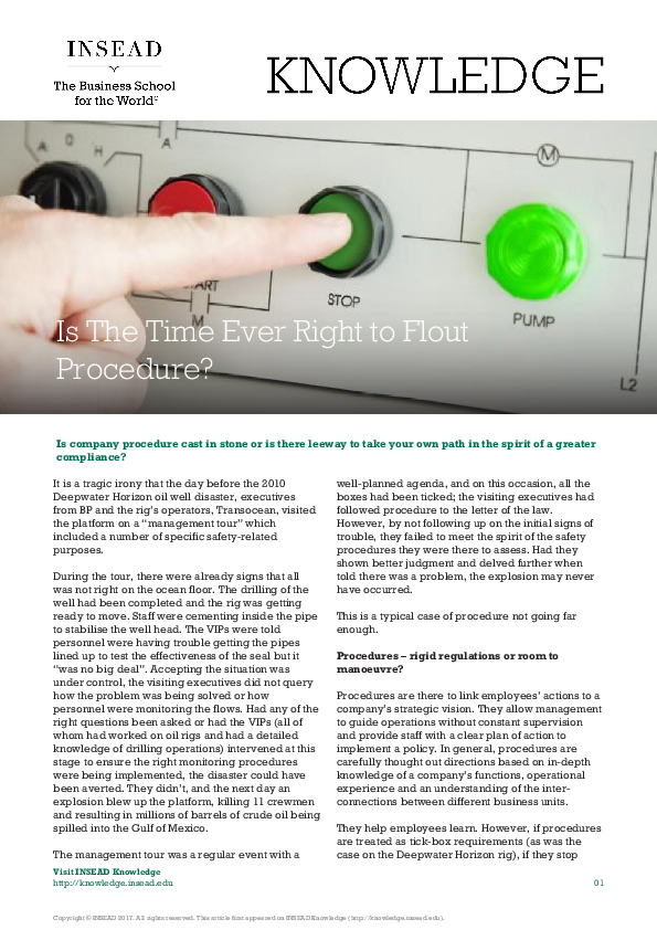 (PDF) Is The Time Ever Right to Flout Procedure