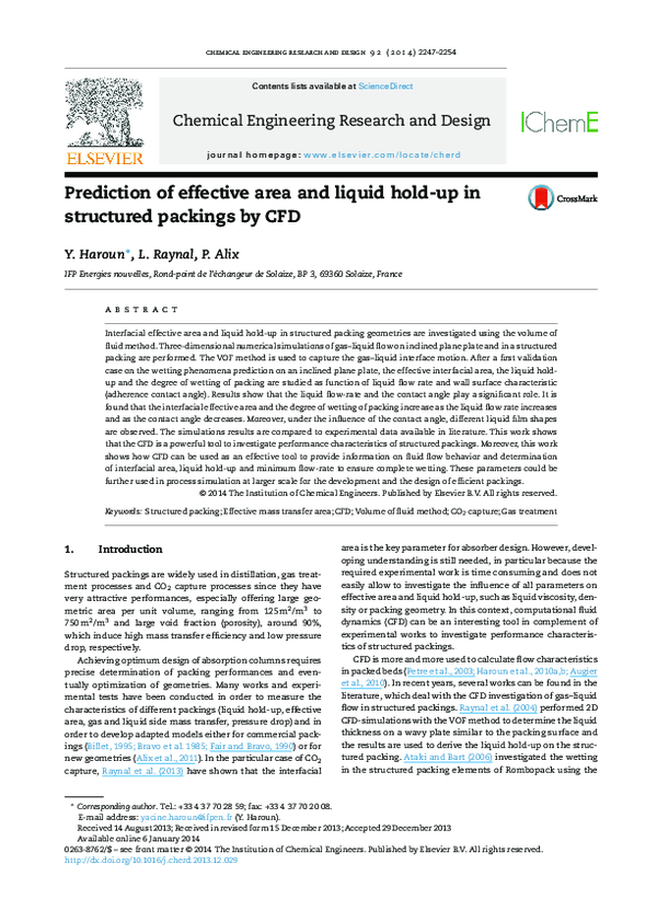 (PDF) Prediction of effective area and liquid hold-up in structured ...