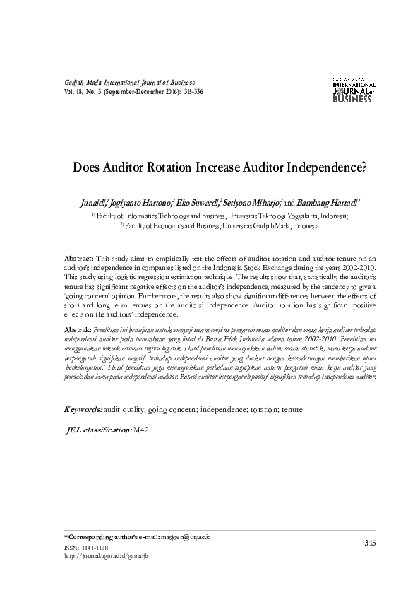 (PDF) Does Auditor Rotation Increase Auditor Independence