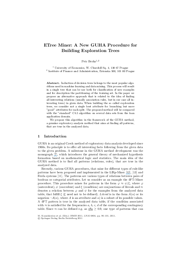 (PDF) ETree Miner: A New GUHA Procedure for Building Exploration Trees ...