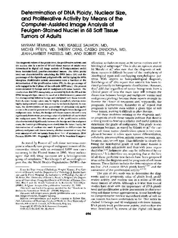 (PDF) Determination of DNA ploidy, nuclear size, and proliferative ...