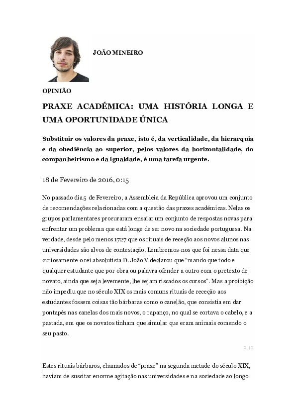 (PDF) PRAXE ACADÉMICA: UMA HISTÓRIA LONGA E UMA OPORTUNIDADE ÚNICA