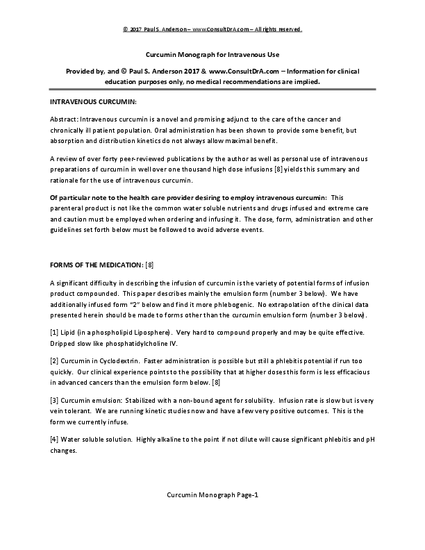 (PDF) Curcumin IV Use Monograph