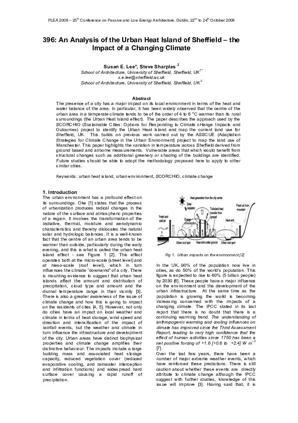 (PDF) 396: An Analysis of the Urban Heat Island of Sheffield - the ...