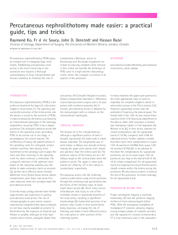 (PDF) Percutaneous Nephrolithotomy Made Easier: A Practical Guide, Tips ...