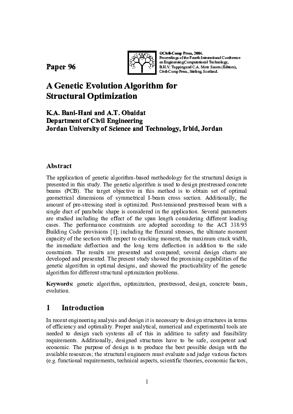 (PDF) A Genetic Evolution Algorithm for Structural Optimization | Khaldoon A Bani-Hani ...
