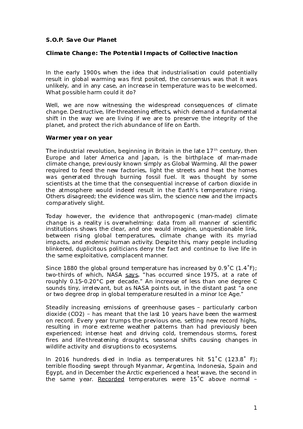 (DOC) Climate Change- The Potential Impacts of Collective Inaction.docx