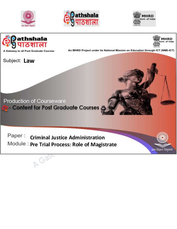 (PDF) Pre Trial Process: Role of Magistrate by K.Pattabhi Rama Rao