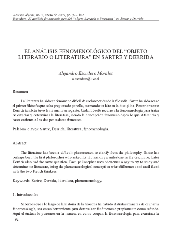 (PDF) El análisis fenomenológico del “objeto literario o literatura” en ...