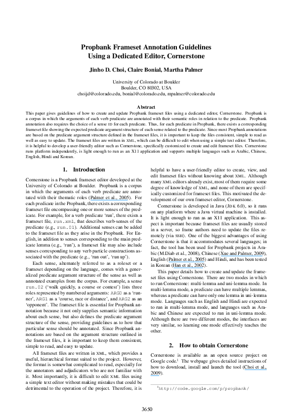 (PDF) Propbank frameset annotation guidelines using a dedicated editor ...