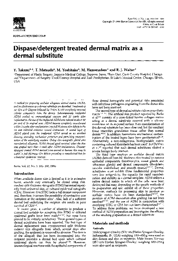 (PDF) Dispase/detergent treated dermal matrix as a dermal substitute