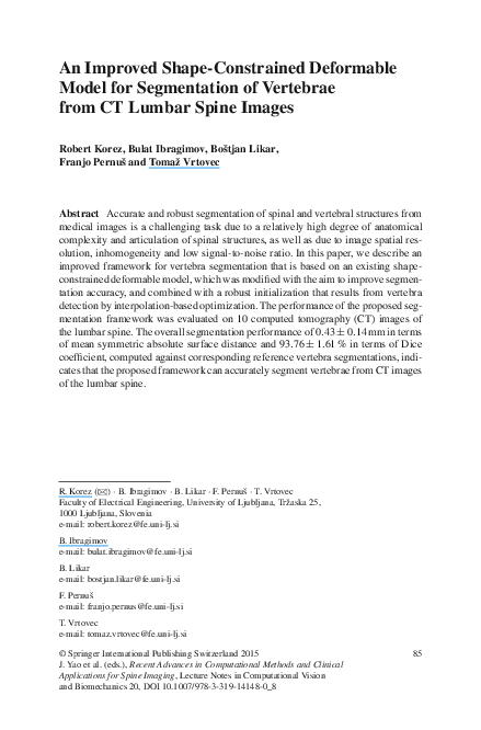 Pdf An Improved Shape Constrained Deformable Model For Segmentation