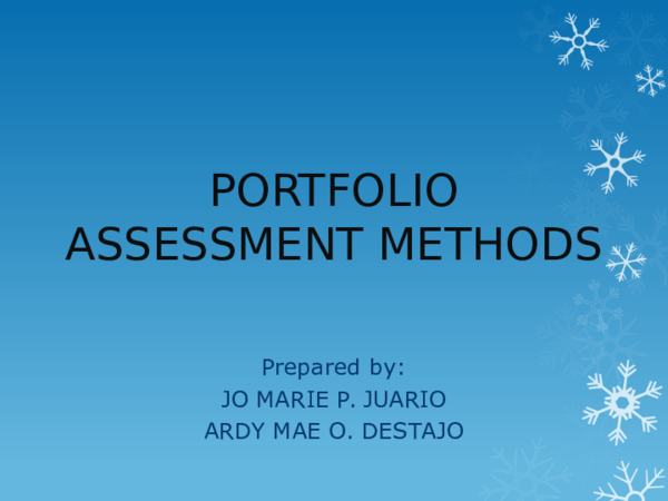 (PPT) PORTFOLIO ASSESSMENT METHODS