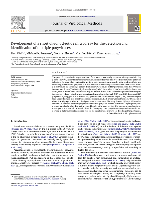 (PDF) Development of a short oligonucleotide microarray for the detection and identification of ...