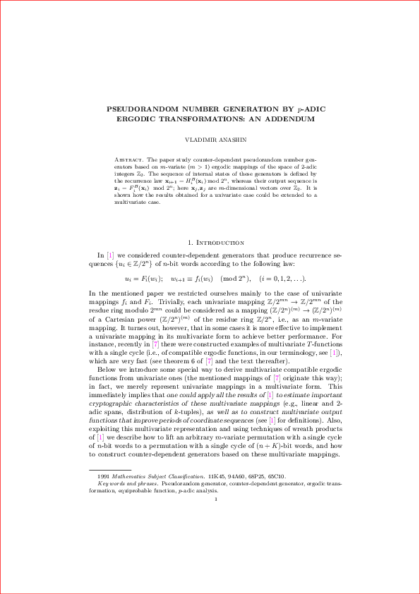 Pdf Counter Dependent Pseudorandom Generators 