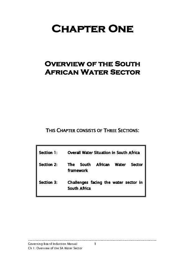(PDF) Chapter One Overview of the South African Water Sector THIS ...