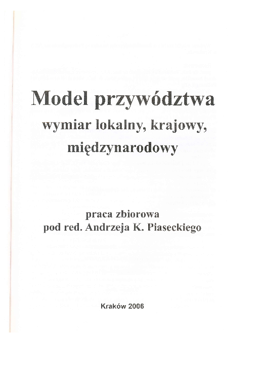 (PDF) PRAWNO-INSTYTUCJONALNY WYMIAR PRZYWÓDZTWA LOKALNEGO (NA ...