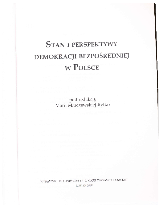 (PDF) ZAKRES PRZEDMIOTOWY REFERENDUM LOKALNEGO W POLSCE I STANACH ...