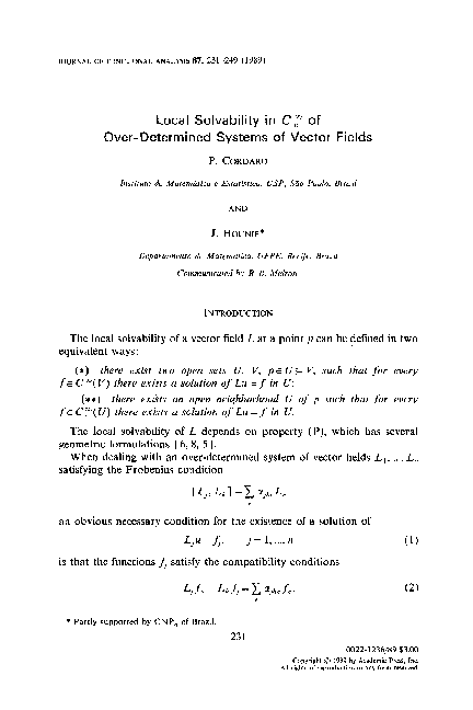 (PDF) Local solvability in Cc∞ of over-determined systems of vector ... (PDF) Local solvability in Cc∞ of over-determined systems of vector ...