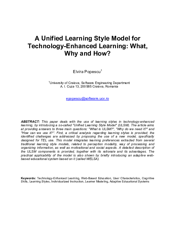 (PDF) A Unified Learning Style Model for Technology-Enhanced Learning ...
