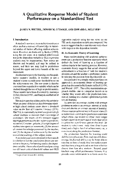 (PDF) A qualitative response model of student performance on a ...