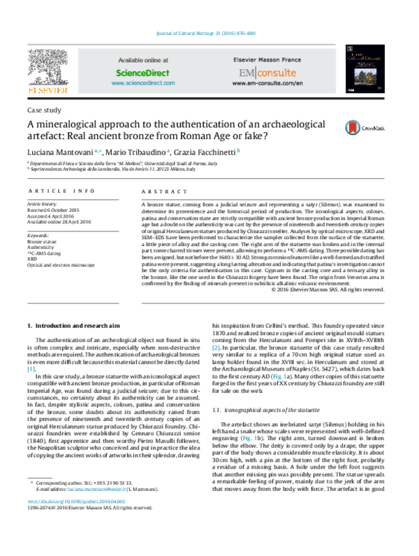 (PDF) A mineralogical approach to the authentication of an ...