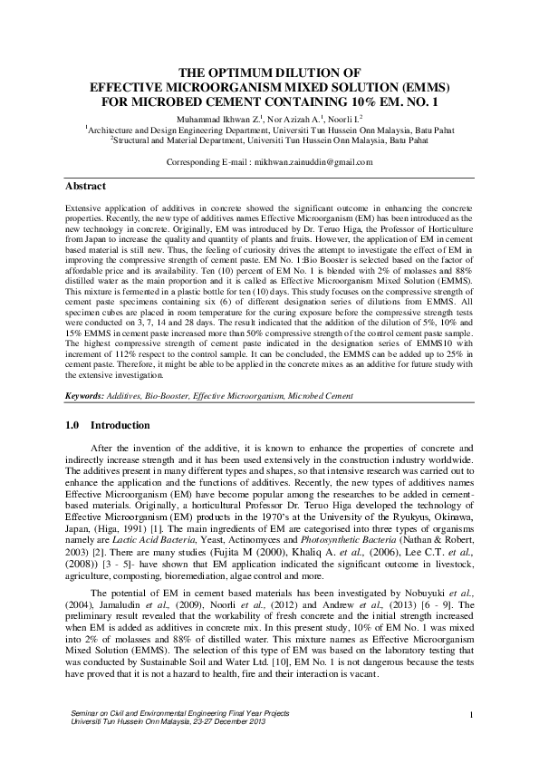 (PDF) THE OPTIMUM DILUTION OF EFFECTIVE MICROORGANISM MIXED SOLUTION ...
