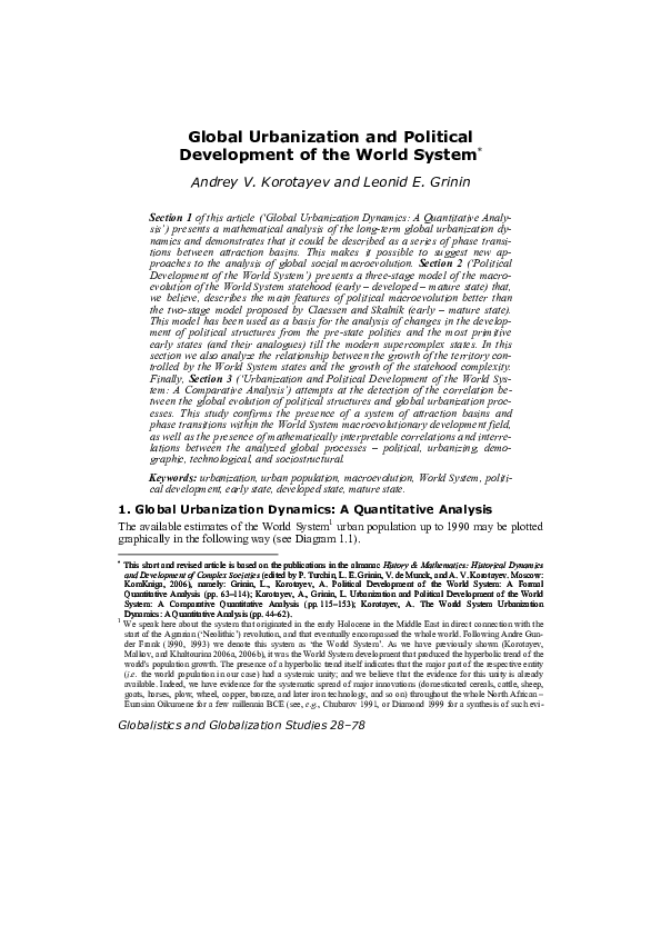 (PDF) Global Urbanization and Political Development of the World System ...