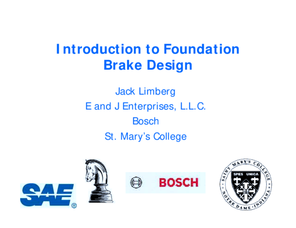(PDF) Introduction to Foundation Brake Design