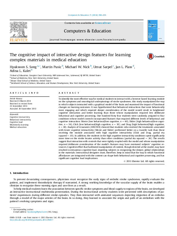 (PDF) The cognitive impact of interactive design features for learning ...
