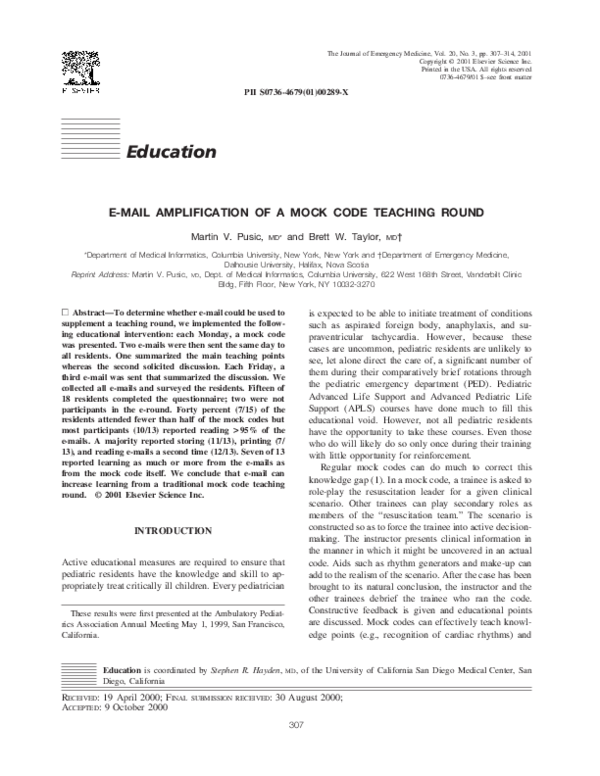 (PDF) E-mail amplification of a mock code teaching round