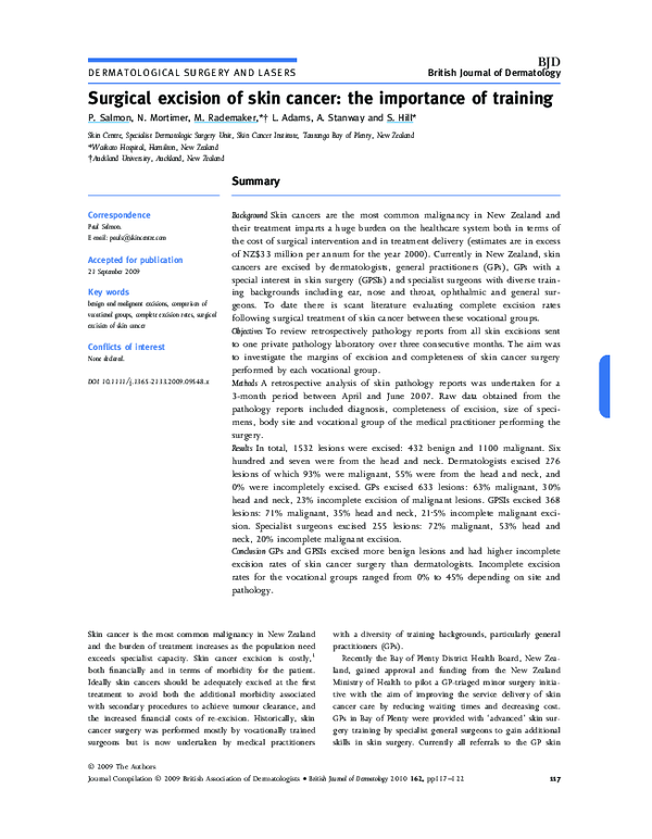(PDF) Surgical excision of skin cancer: the importance of training