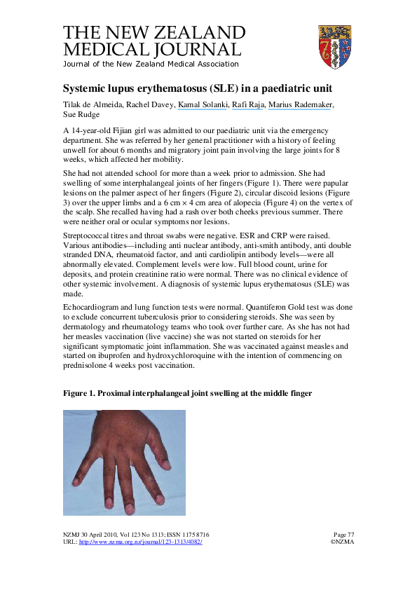 (PDF) Medical image. Systemic lupus erythematosus (SLE) in a paediatric ...