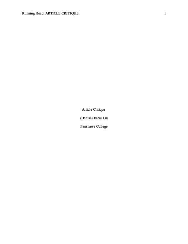 (DOC) Article Critique