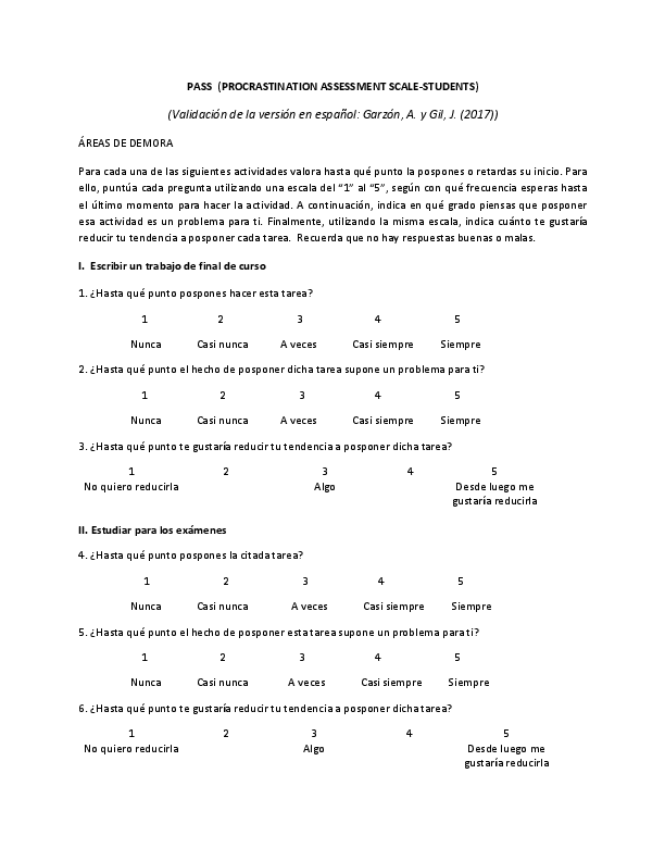 (PDF) Propiedades Psicométricas de la Versión en Español de la Prueba ...