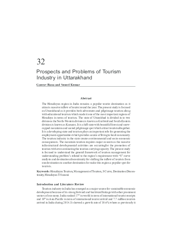 (PDF) Prospects and Problems of Tourism Industry in Uttarakhand