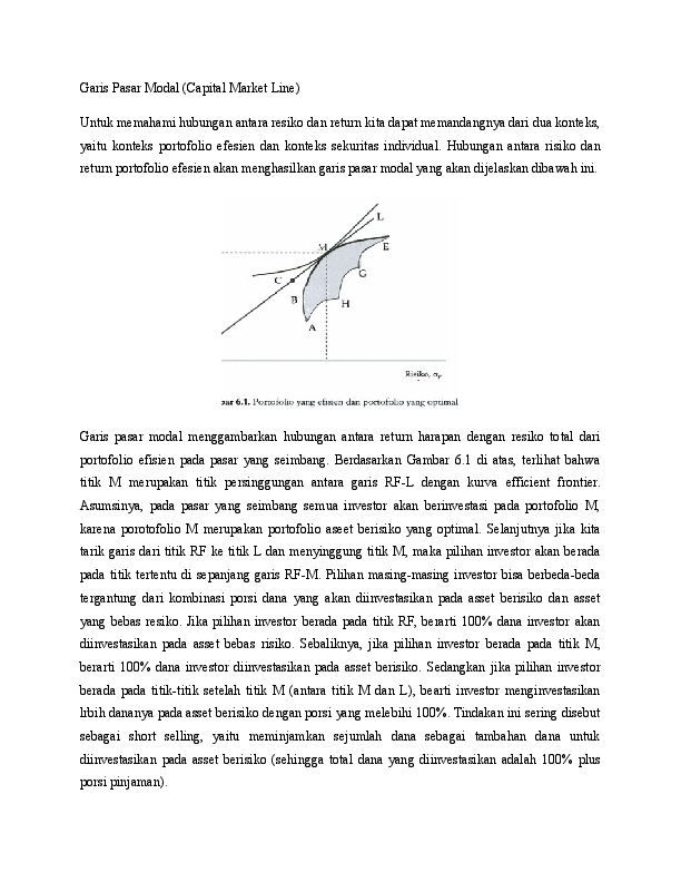 (DOC) Garis Pasar Modal (Capital Market Line