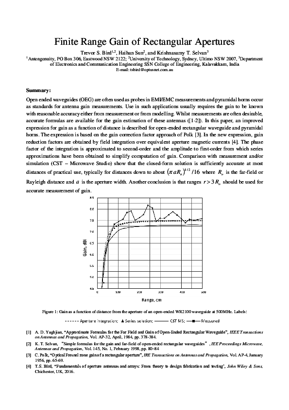 (PDF) Finite Range Gain of Rectangular Apertures