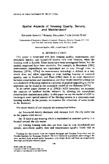 (PDF) Spatial aspects of housing quality, density, and maintenance